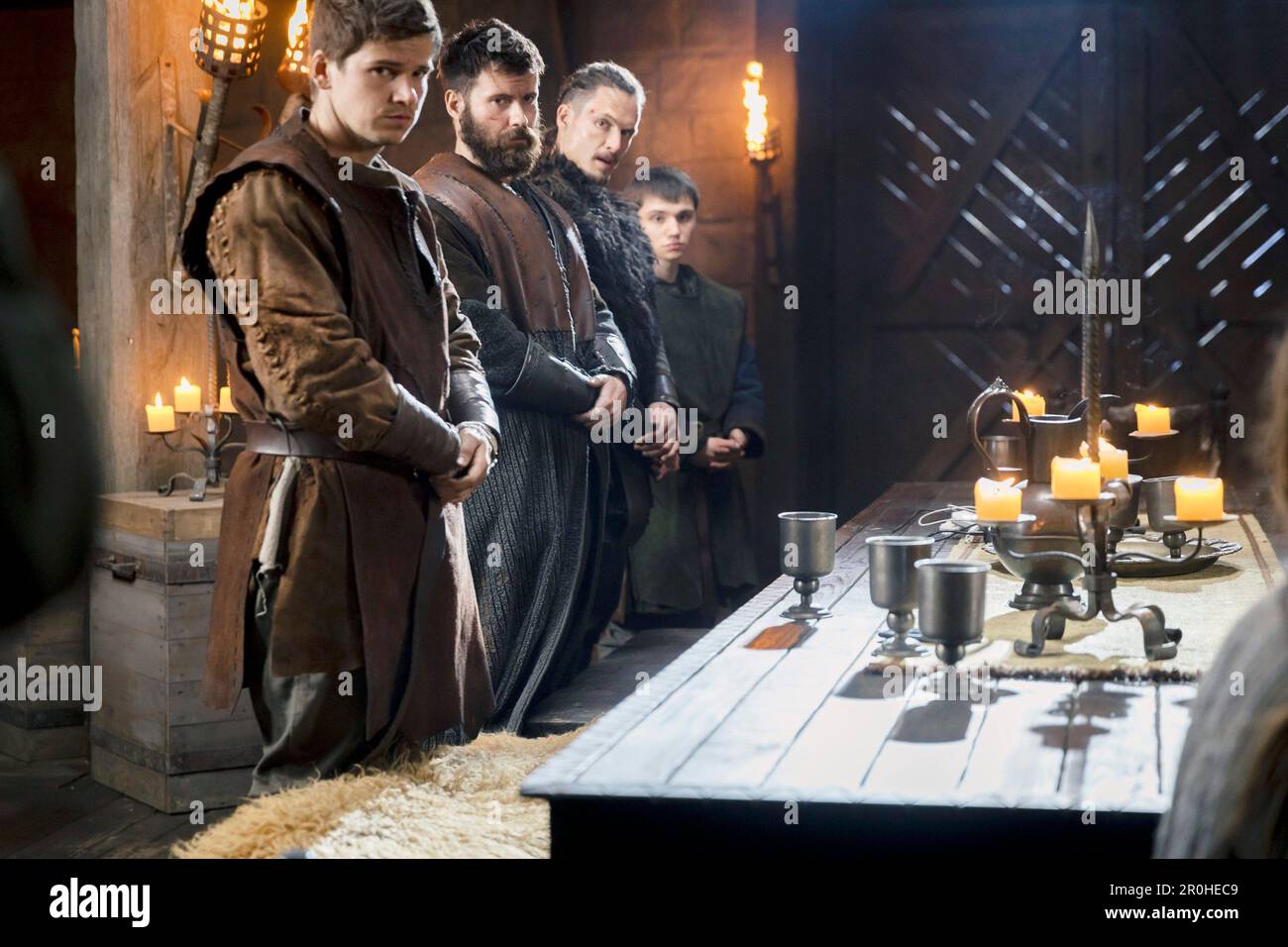 THE LAST KINGDOM: SEVEN KINGS MUST DIE, from left: Jacob Dudman, Mark Rowley, Arnas Fedaravicius ...