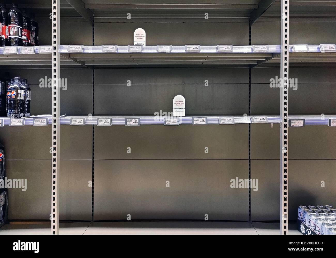 empty racks in a supermarket, Germany Stock Photo - Alamy