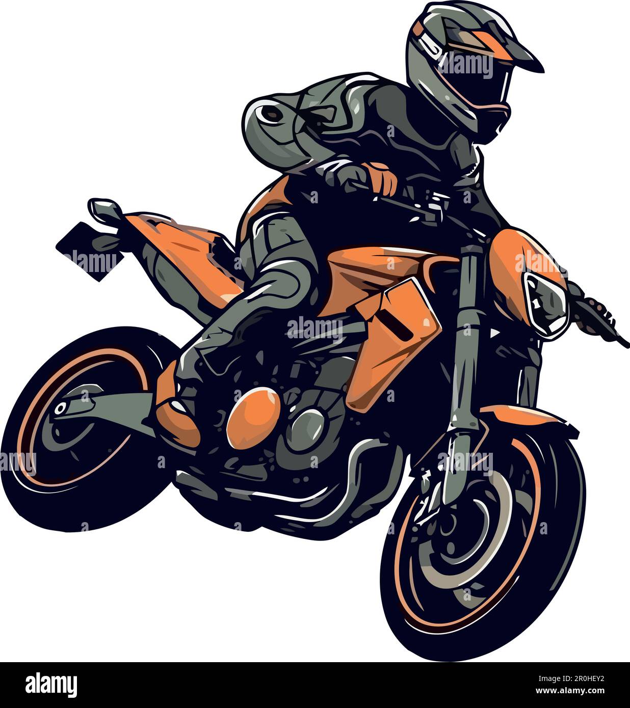 Extreme biker racing adventure on shiny motorcycle isolated Stock ...