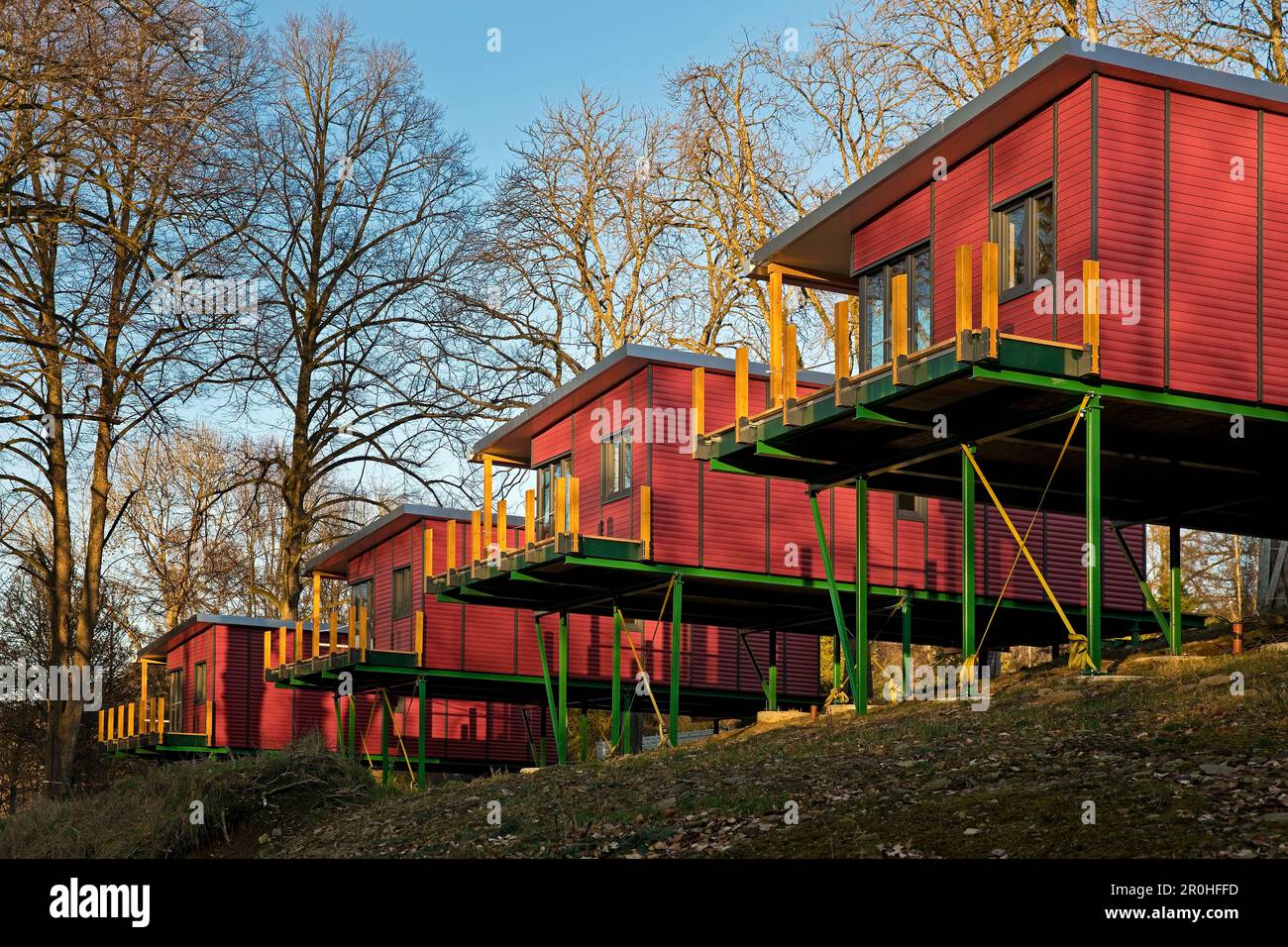 tiny houses residental area, Germany, North Rhine-Westphalia, Sauerland ...