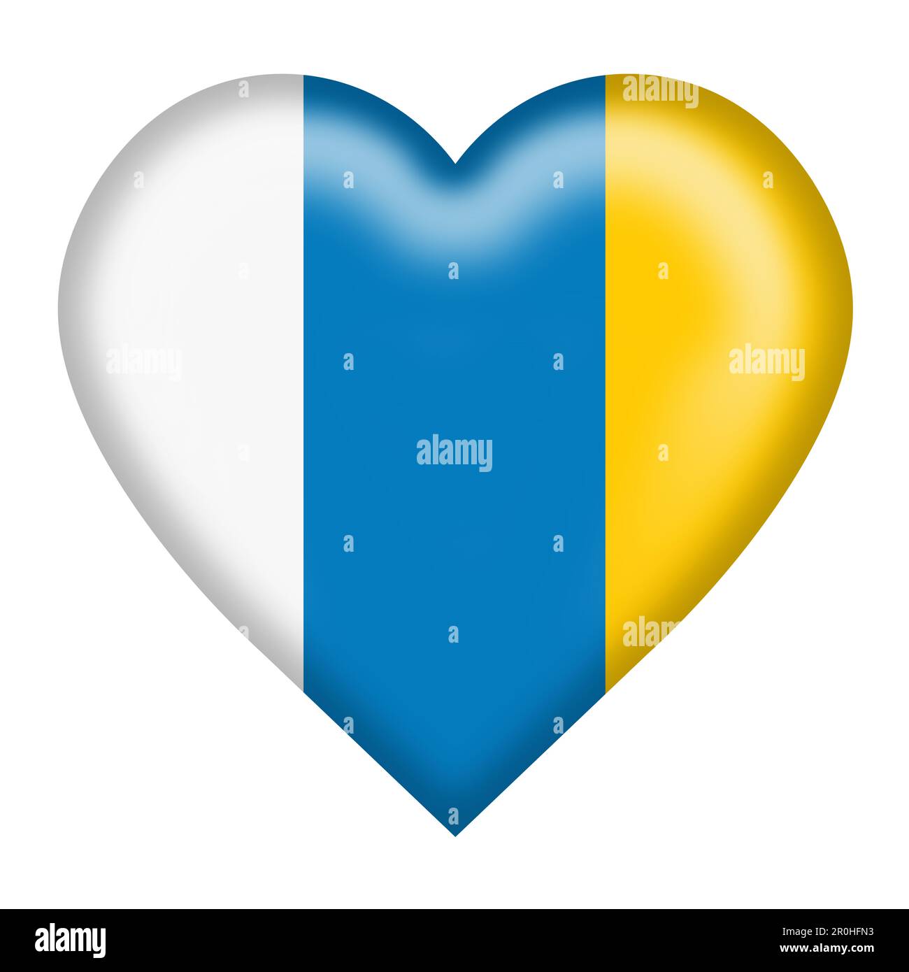 Canary Islands flag heart button with clipping path 3d illustration ...