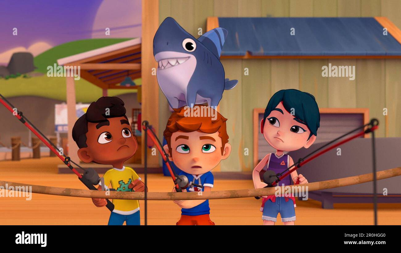 SHARKDOG, from left: Royce (voice: Nevin Kar), Sharkdog (voice: Dee Bradley Baker), Max (voice ...