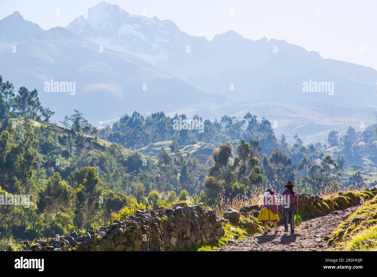 Two Peruvians following a path, Mount Churup, Churup Lake, Huaraz ...