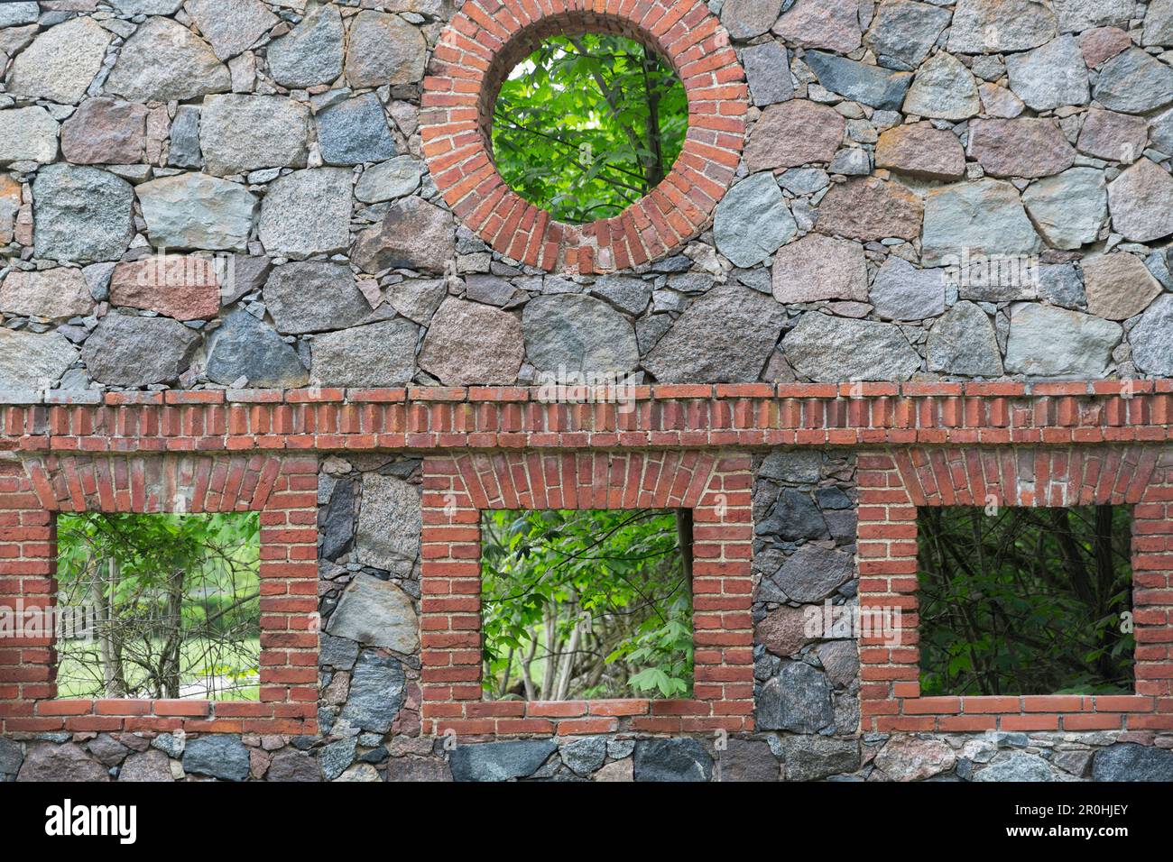 Natural stone wall of an old stable, Kroechlendorff castle ...