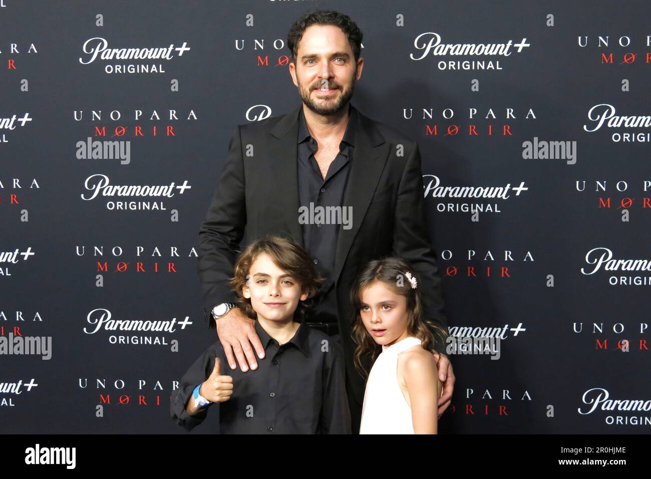 Mexican actor Manolo Cardona poses with his children Gael and Guadalupe ...