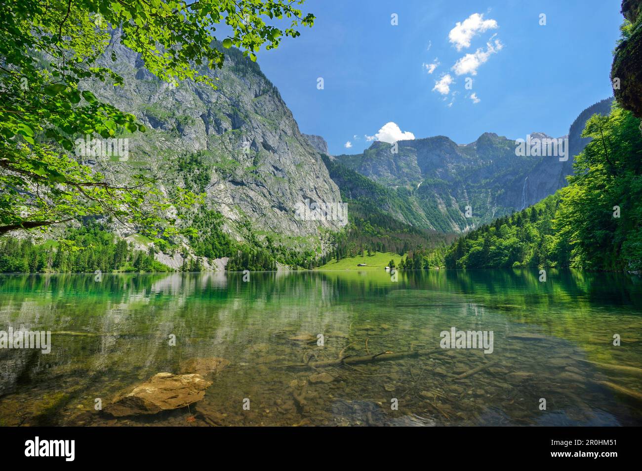 Lake Obersee with Teufelshorn in background, lake Obersee, lake ...