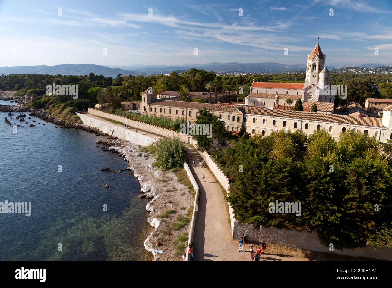 View of the Abbaye de Lerins from the fortified monastery on Ile Saint ...
