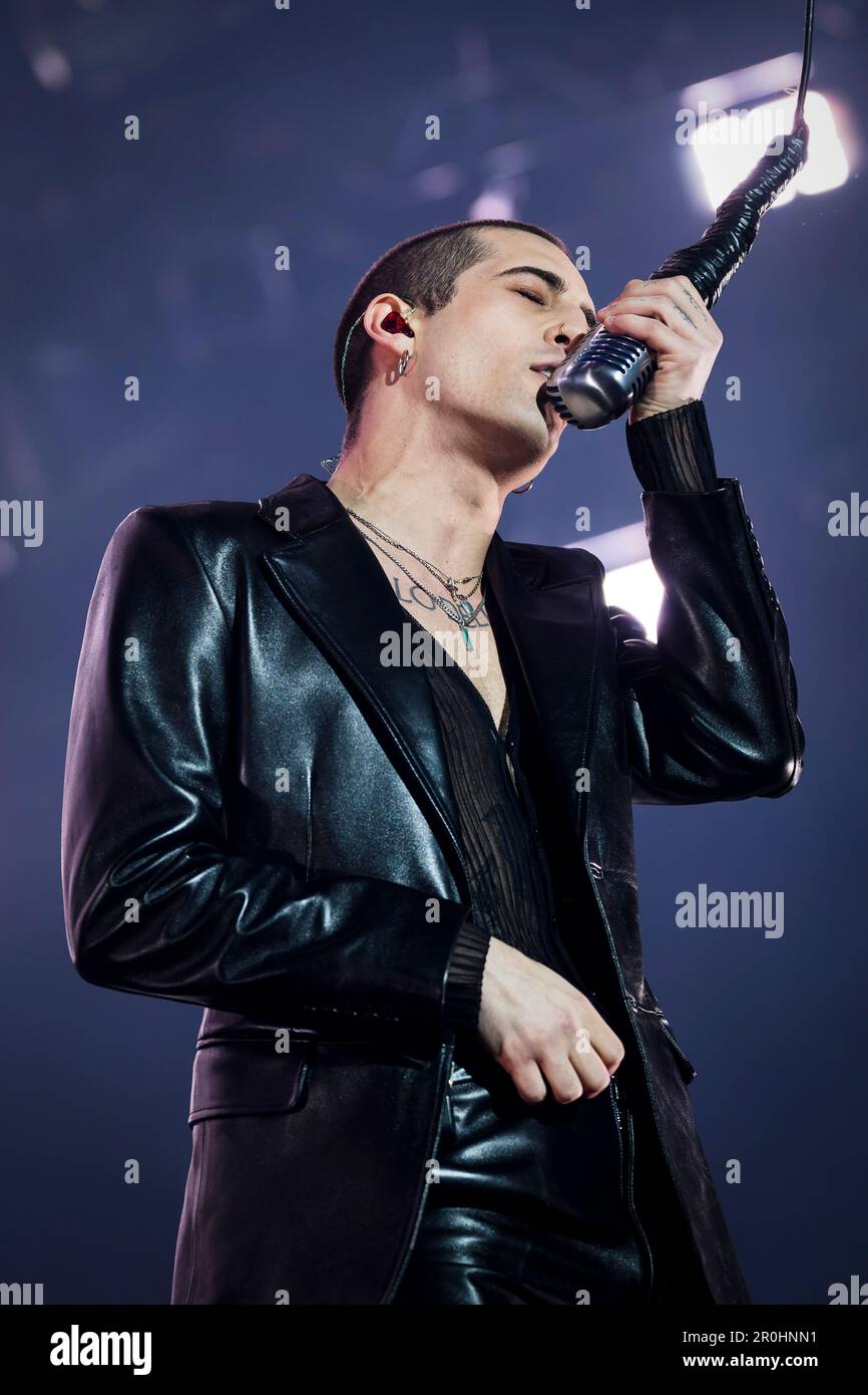 Damiano David of Maneskin performs on stage at the O2 Arena in London ...