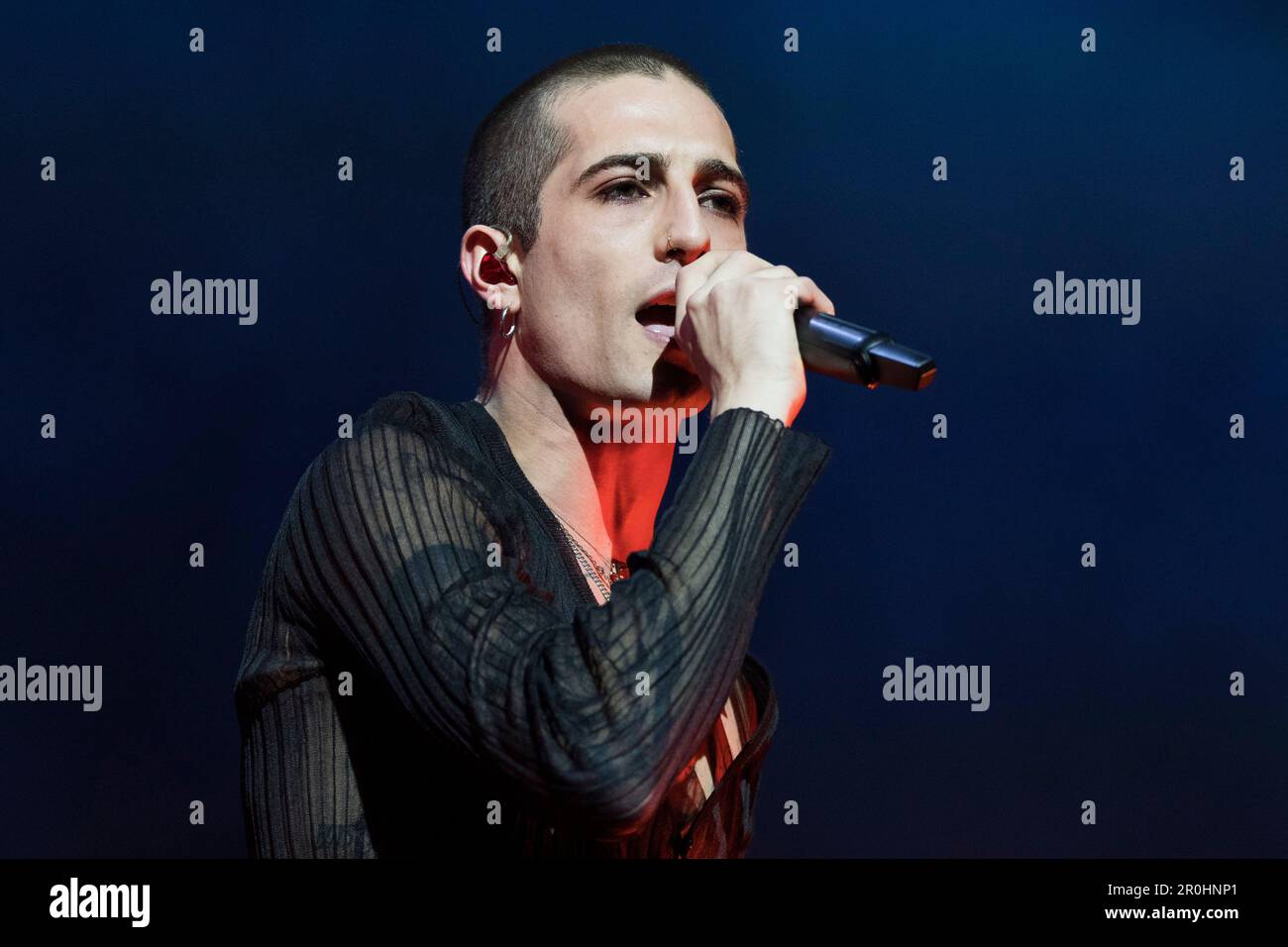 Damiano David of Maneskin performs on stage at the O2 Arena in London ...