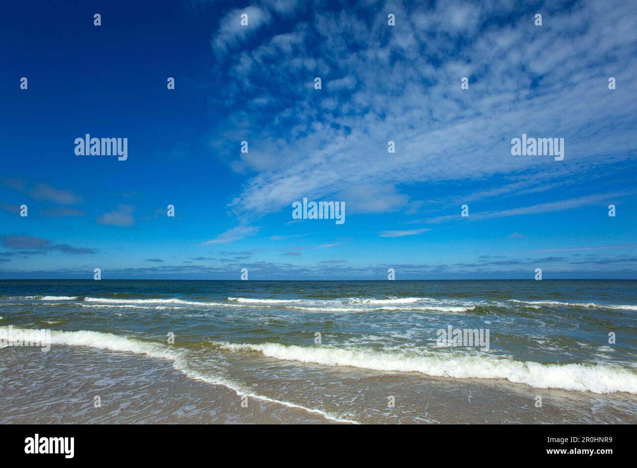 Clouds and waves on the beach near Kampen, Sylt island, North Sea ...
