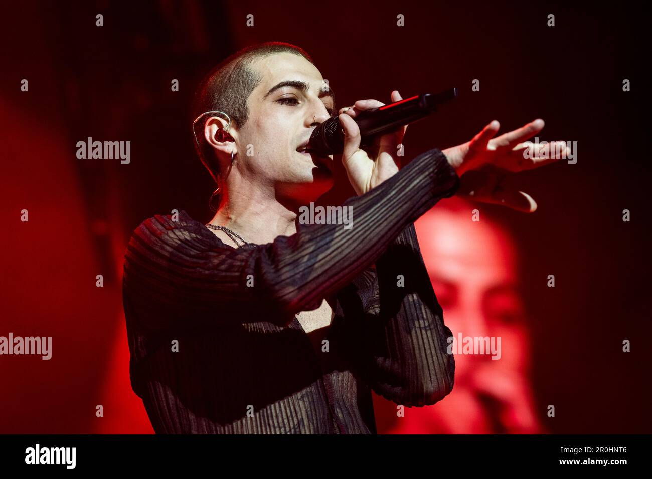 Damiano David of Maneskin performs on stage at the O2 Arena in London ...