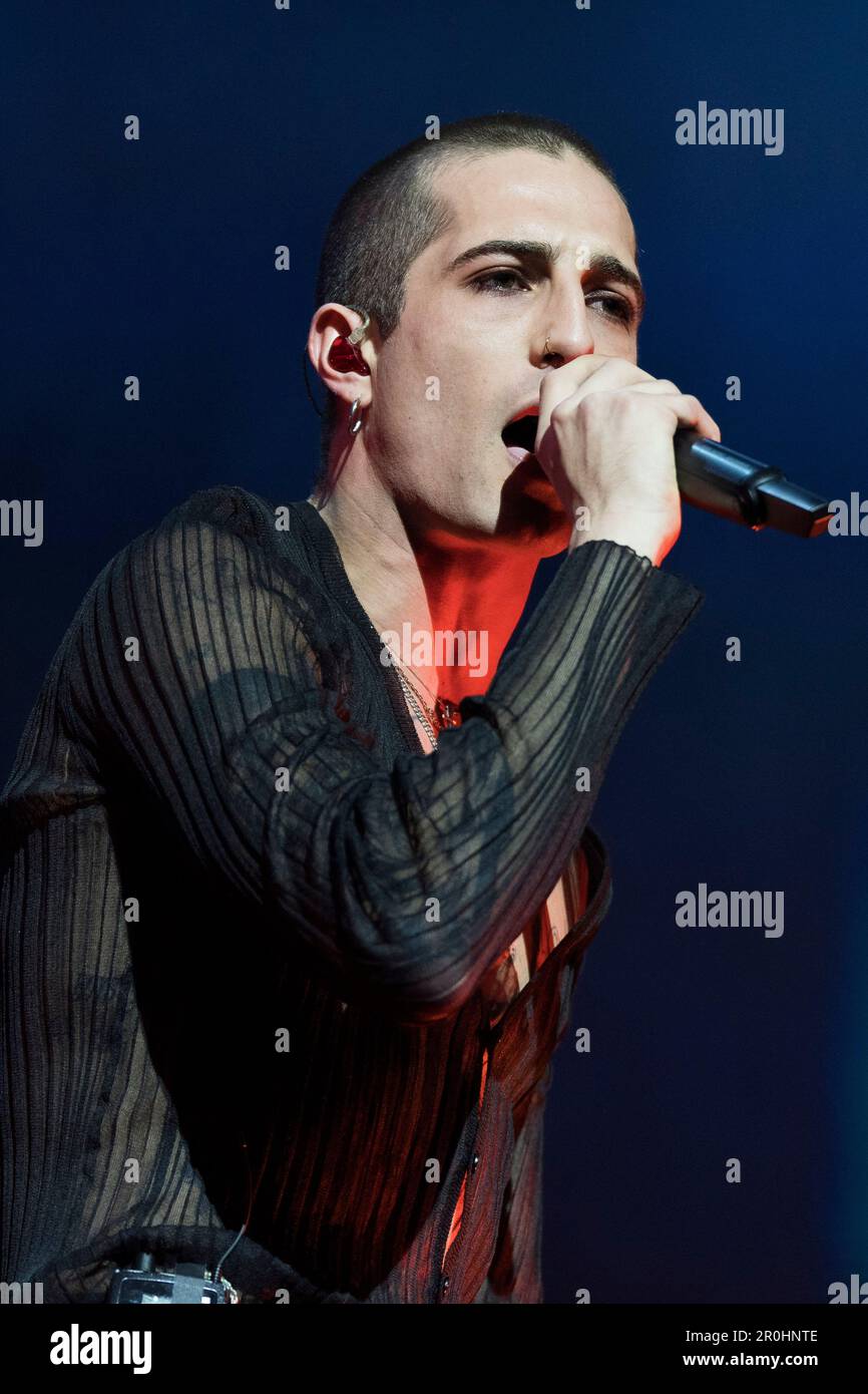 Damiano David of Maneskin performs on stage at the O2 Arena in London ...