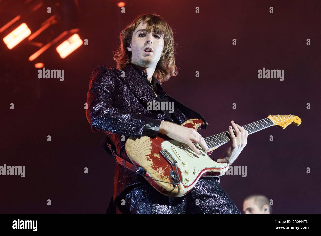 Thomas Raggi of Maneskin performs on stage at the O2 Arena in London ...