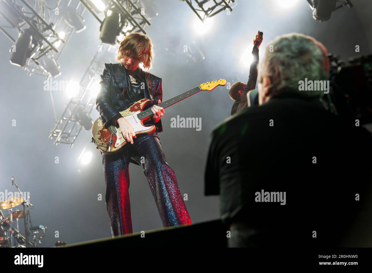 Thomas Raggi of Maneskin performs on stage at the O2 Arena in London ...