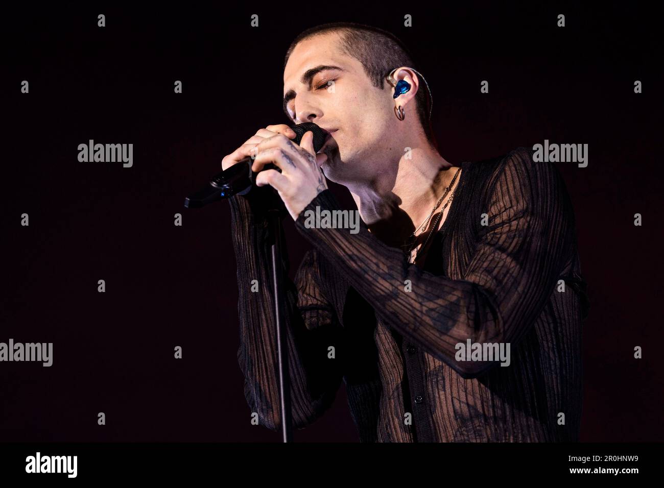 Damiano David of Maneskin performs on stage at the O2 Arena in London ...