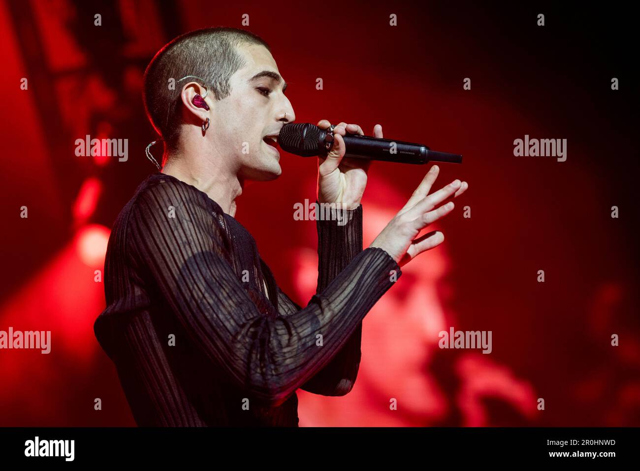 Damiano David of Maneskin performs on stage at the O2 Arena in London ...