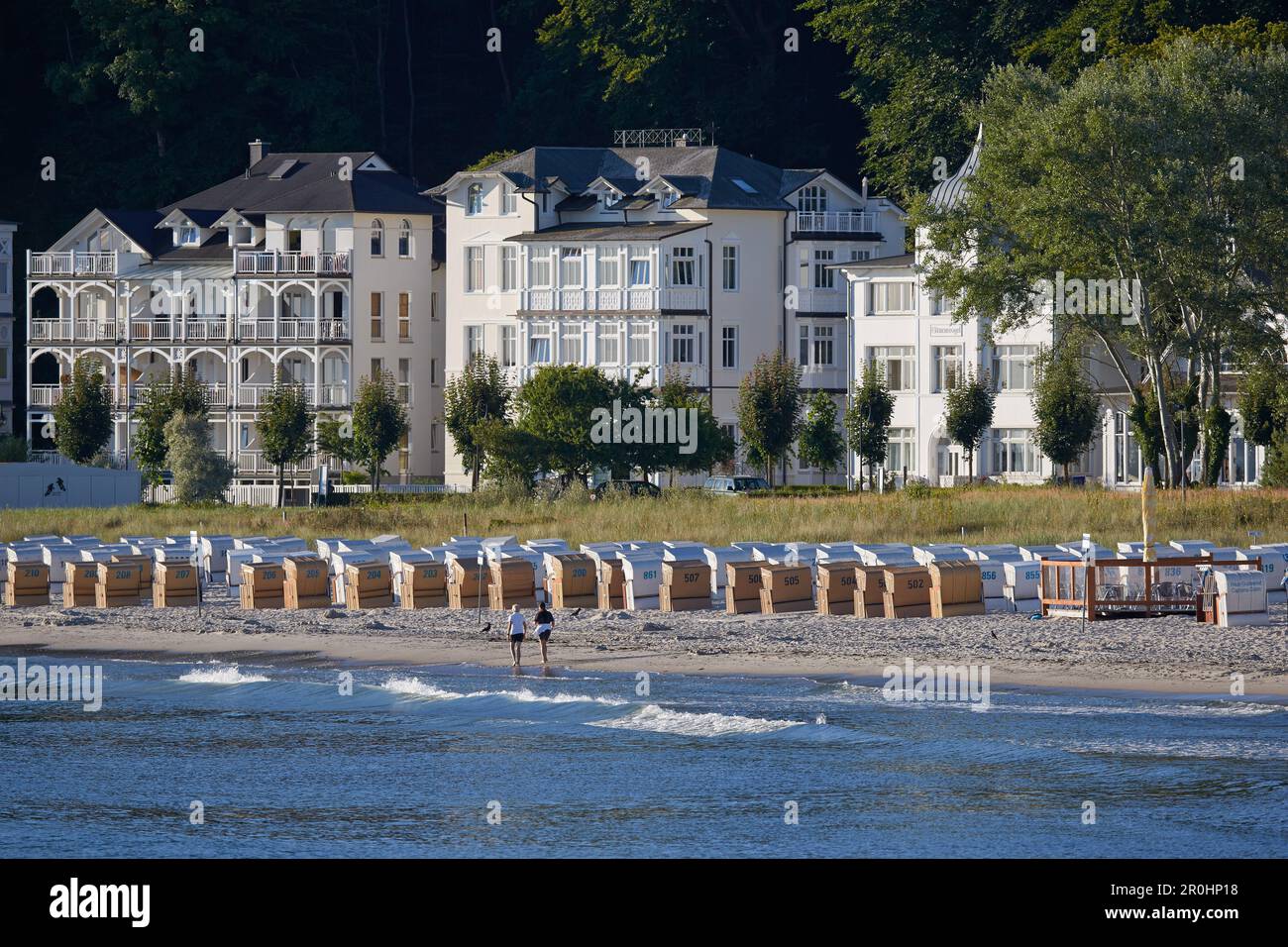 Beach promenade, Seaside resort of Binz, Island of Ruegen, Mecklenburg ...