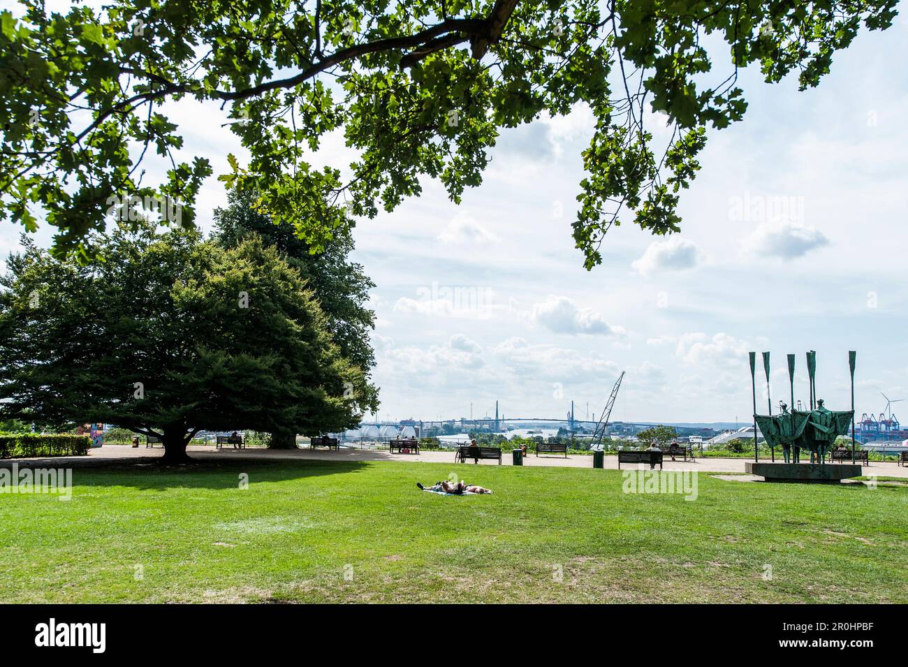 Terraces of Altona with Hamburg harbour in the backround, Hamburg ...