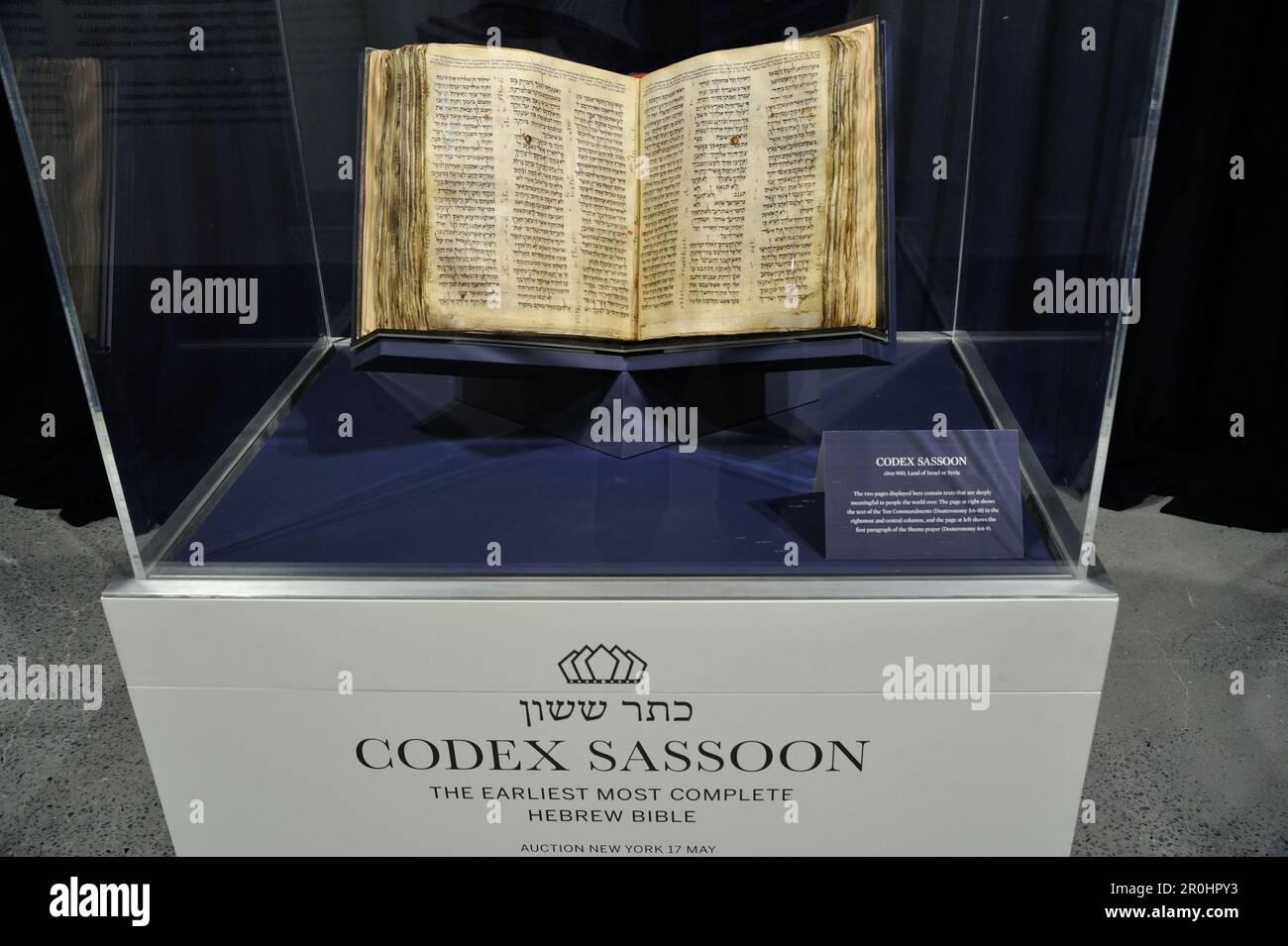 New York, USA. 08th May, 2023. Codex Sassoon 10th century Hebrew Bible ...
