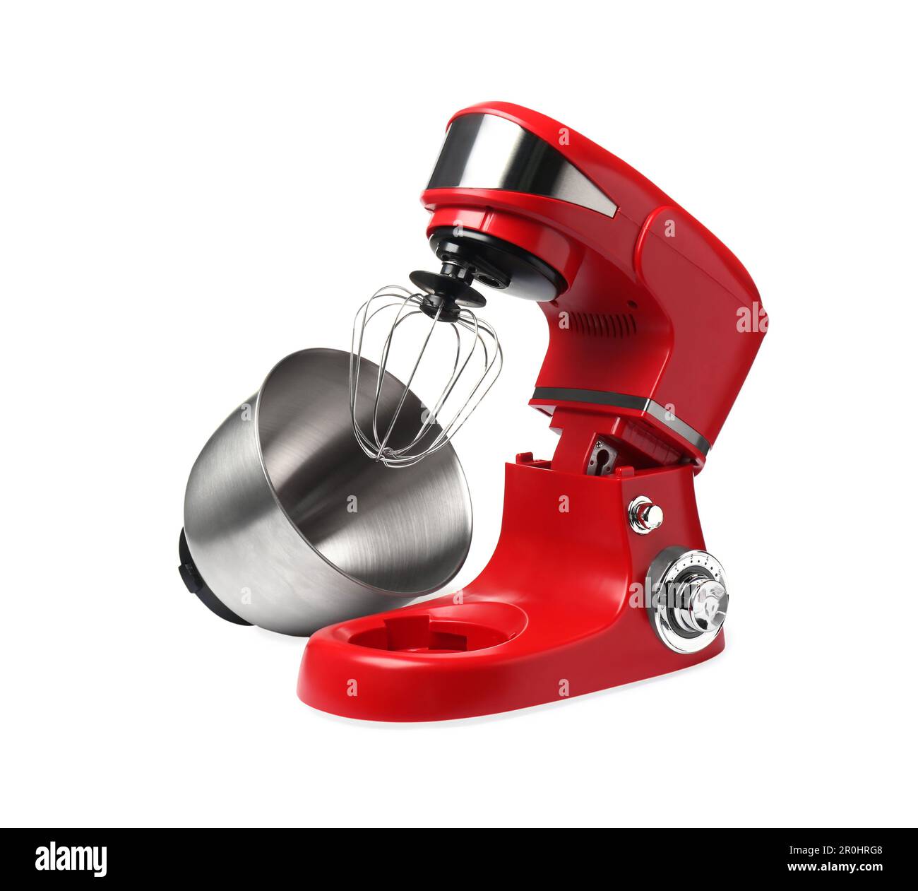 Modern red stand mixer isolated on white Stock Photo - Alamy