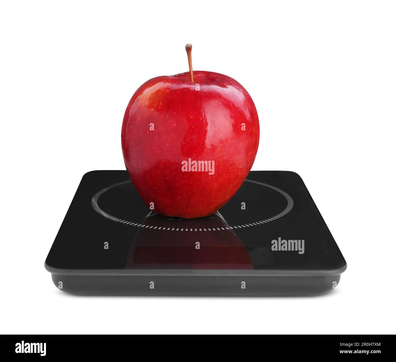 Modern kitchen scale with fresh red apple isolated on white Stock Photo ...