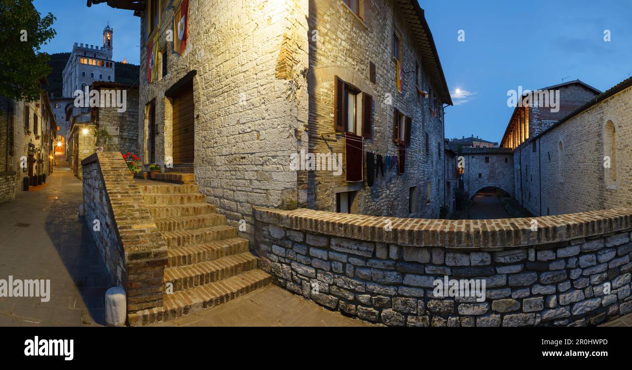 Via A. Piccardi, steps and alley in the old town, Palazzo dei Consoli ...