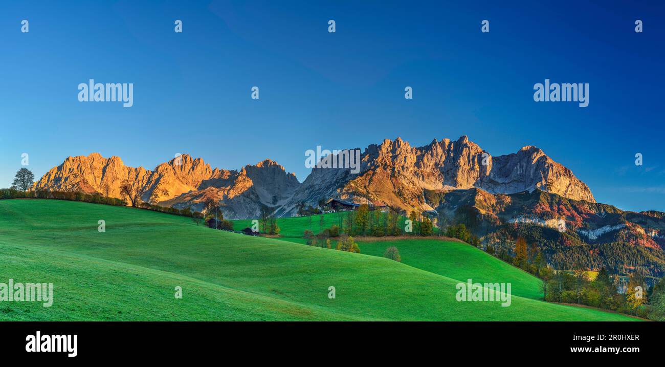 Panorama with Wilder Kaiser from south with Treffauer, Ellmauer Halt ...