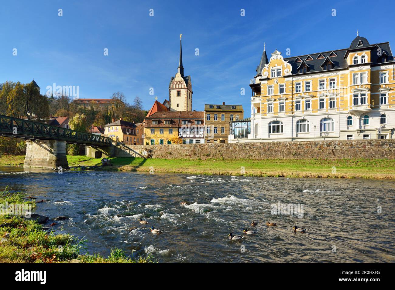 City of Gera above the river Weisse Elster, Gera, Thuringia, Germany ...