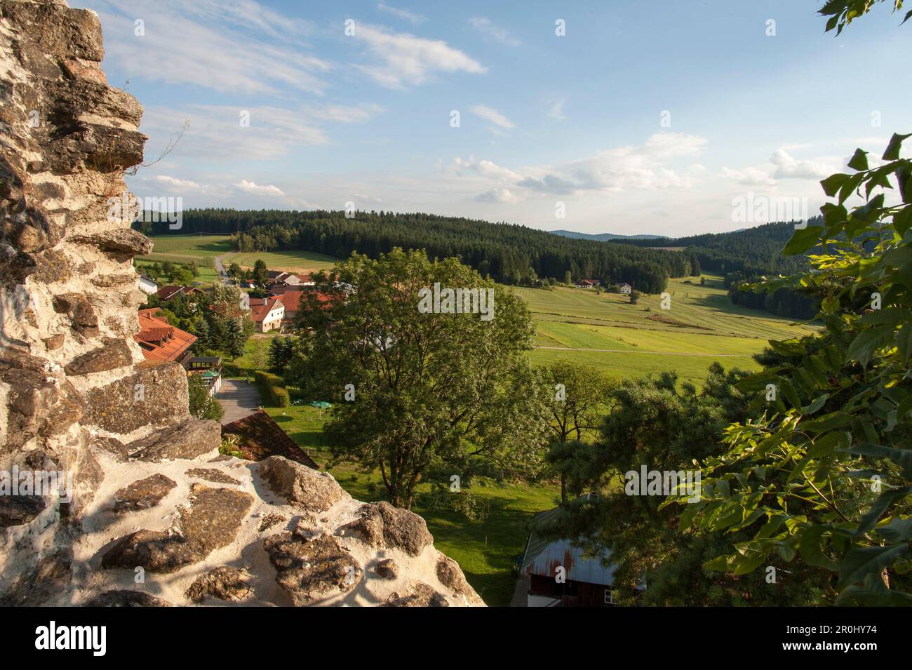 view from Weissenstein ruins, Pfahl, Bavarian Forest, Bavaria, Germany ...