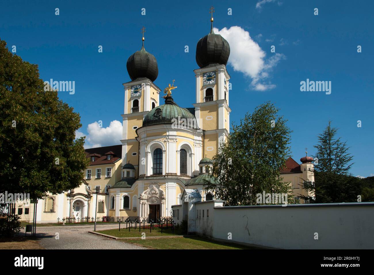 Abbey church at Metten Abbey, Bavarian Forest, Metten, Bavaria, Germany ...