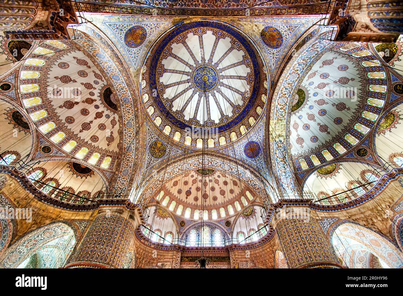 Interior view of the ceiling, Blue Mosque, Sultan Achmed Mosque ...
