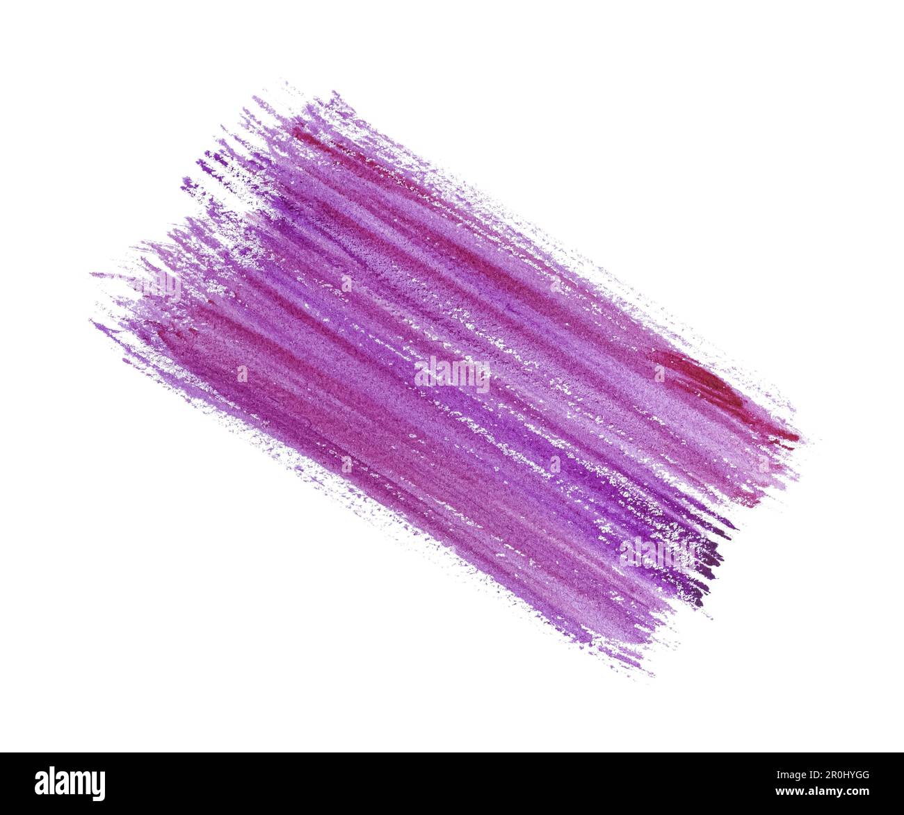 Purple paint stroke drawn with brush on white background, top view ...