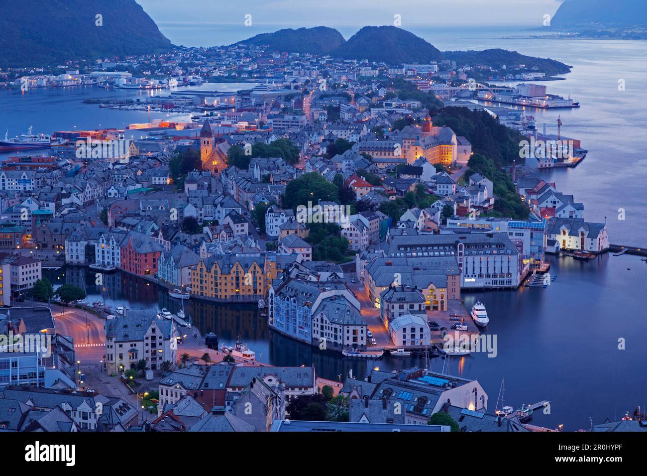 View from Aksla mountain at Alesund, Province of More og Romsdal ...