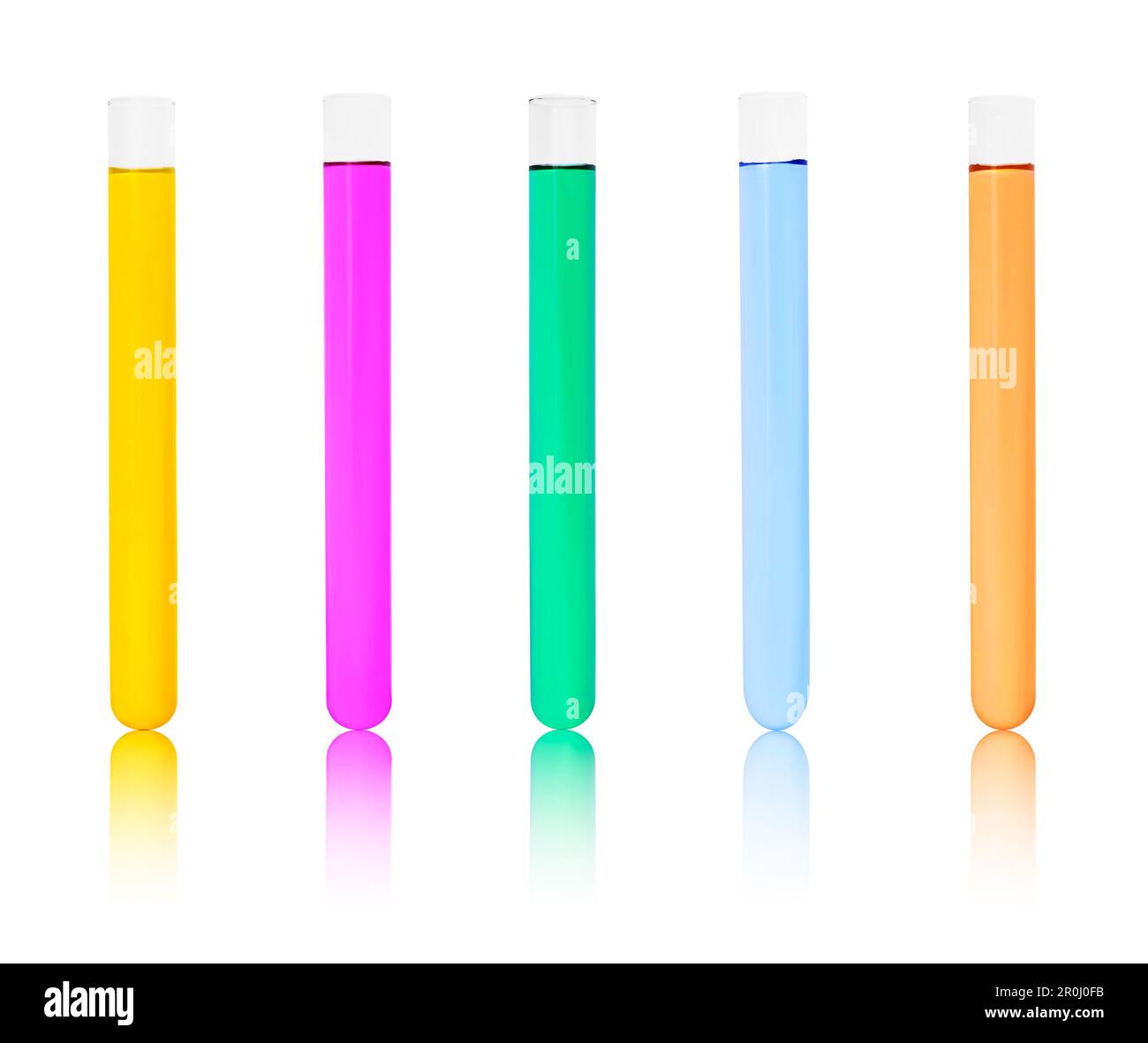 Set of test tubes with colorful liquids on white background Stock Photo ...
