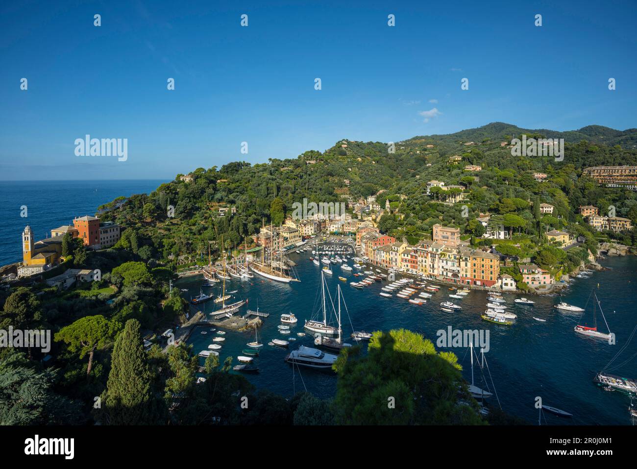Portofino with view of the harbour, province of Genua, Italian Riviera ...