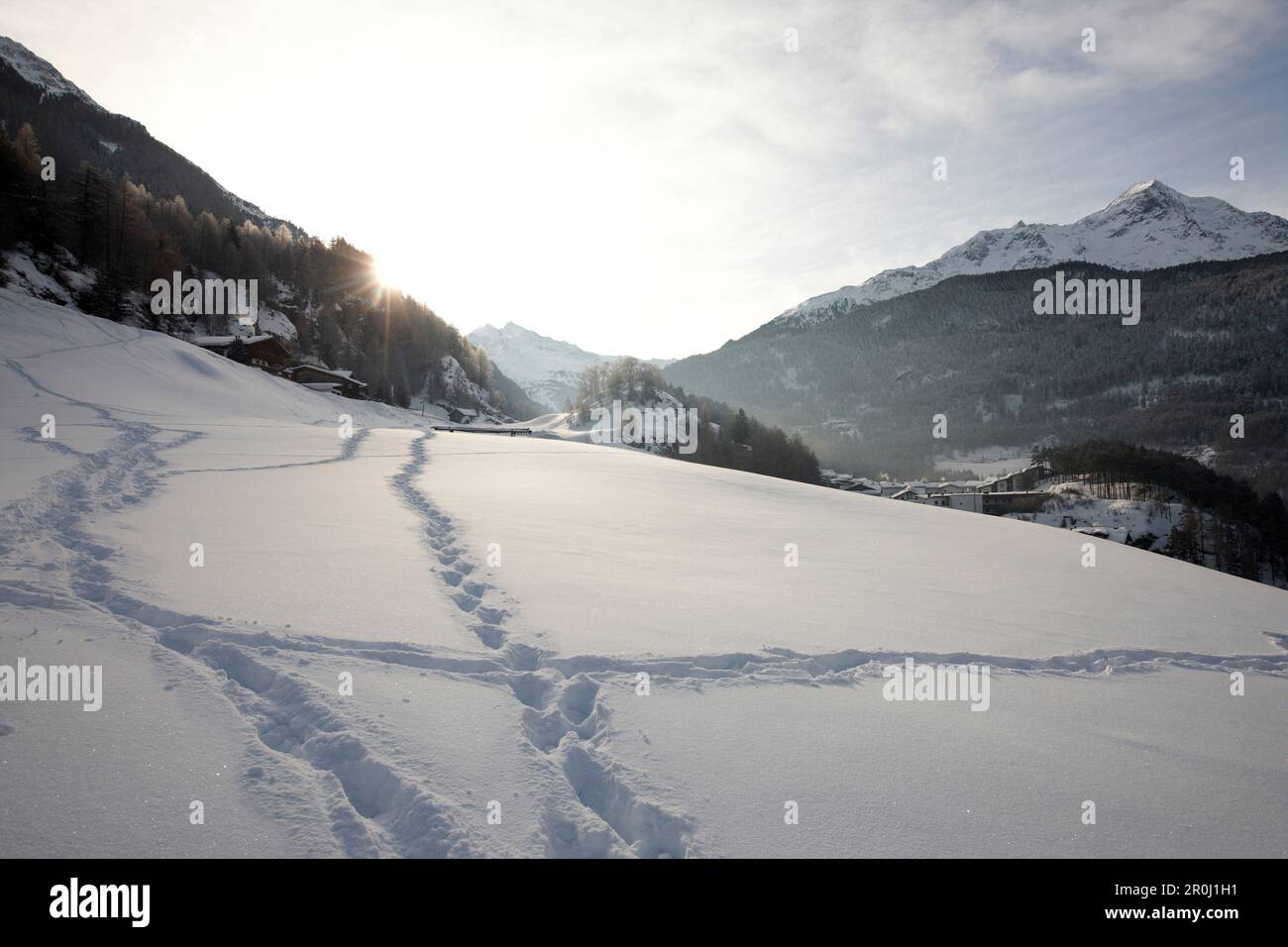 Footprints in snow above hi-res stock photography and images - Alamy