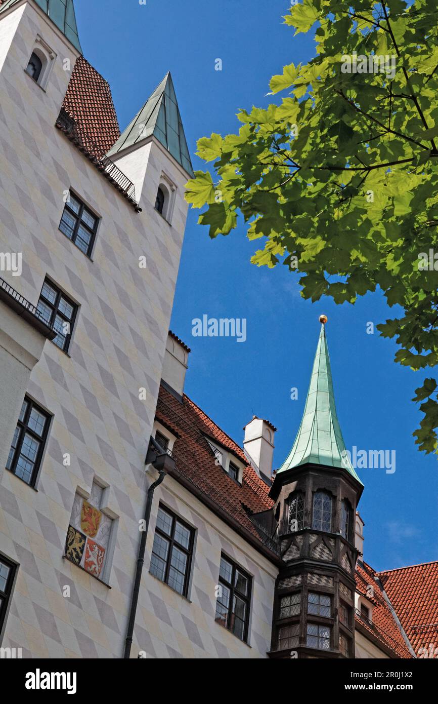 Gate tower to Burgstrasse and Affenturm, Alter Hof, Munich, Upper Bavaria, Bavaria, Germany ...