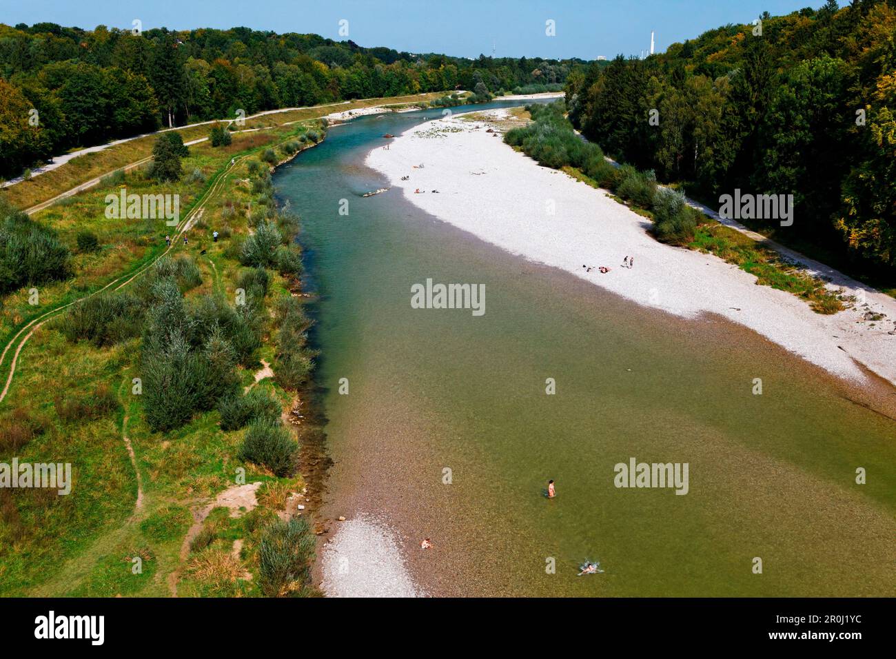 River Isar, Grosshesselohe, Munich, Upper Bavaria, Bavaria, Germany ...