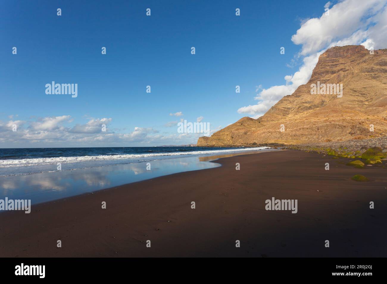 Faneqe mountain and Playa del Risco, beach, near Agaete, Atlantic ocean ...