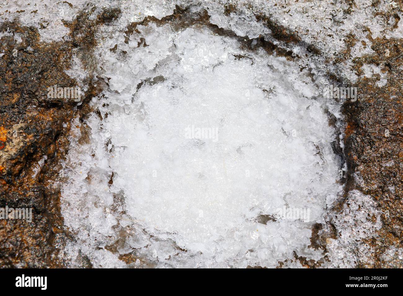 Salt at the coastal rock . Macro salt crystals Stock Photo - Alamy