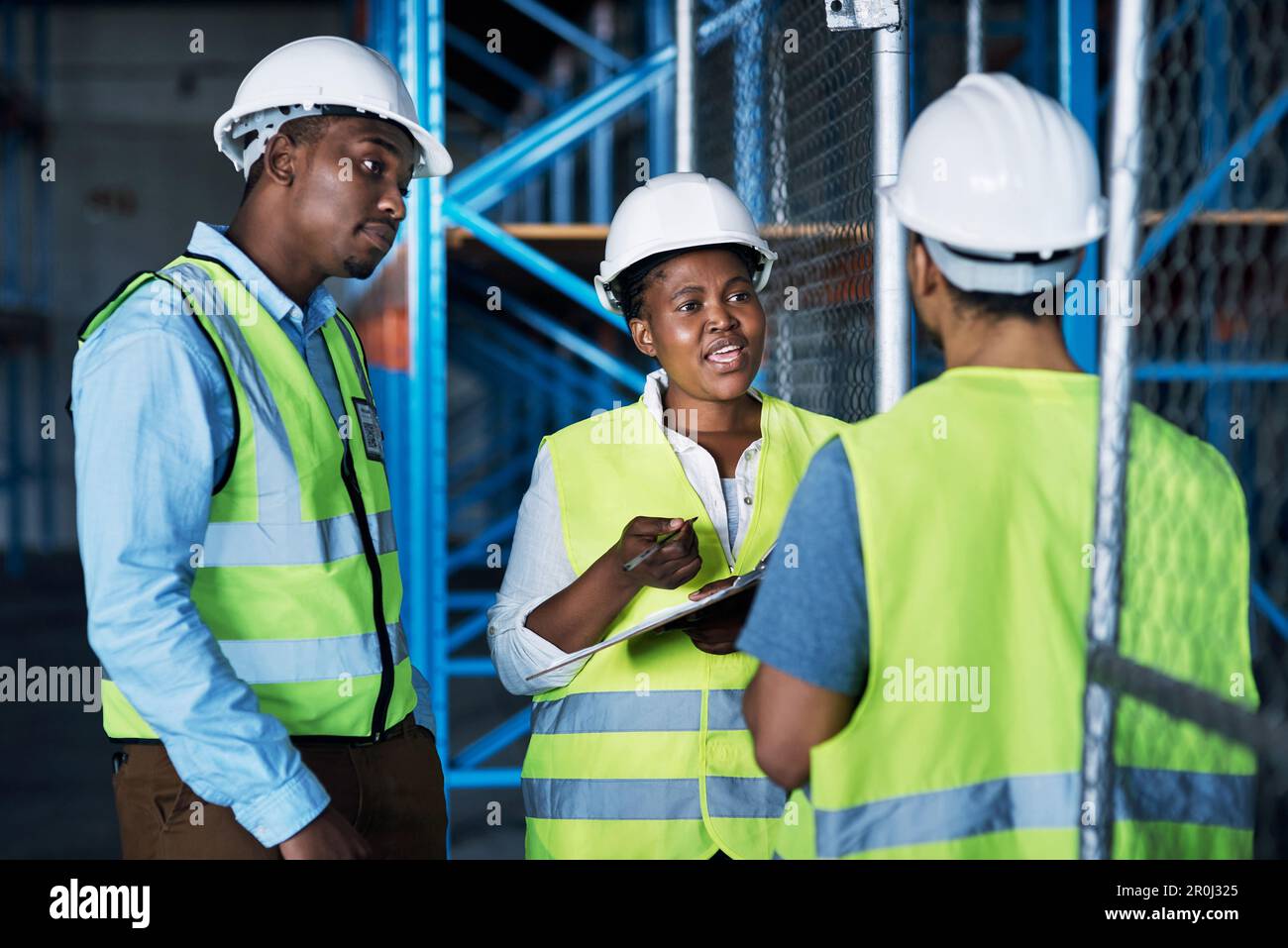 Everybody clear on what needs to be done. a group of builders ...