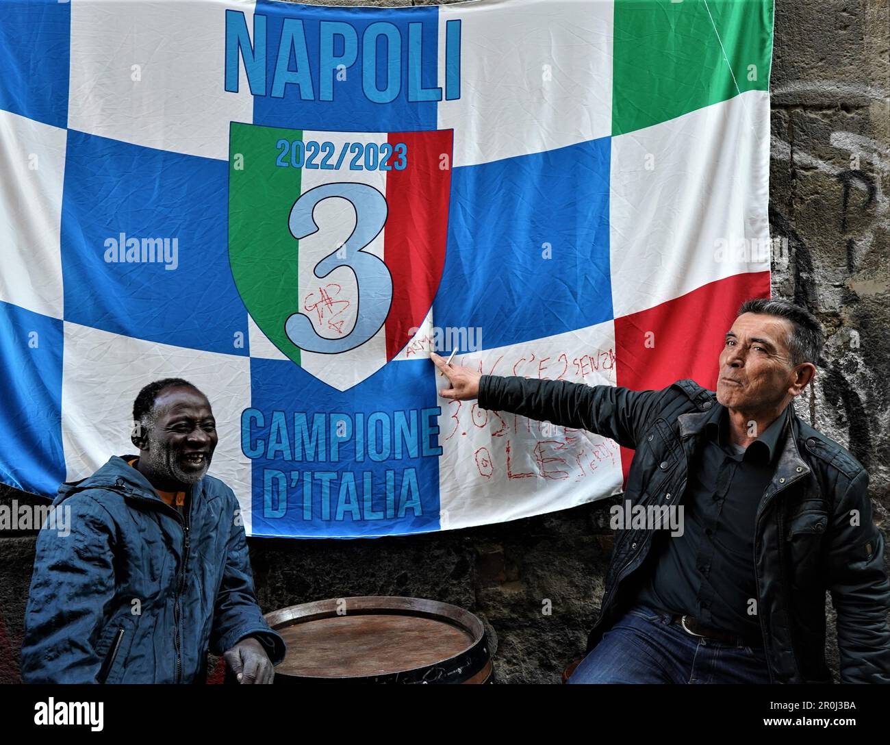 Naples Champions of Italy.NAPLES, ITALY - MAY 06: The mural depicting ...