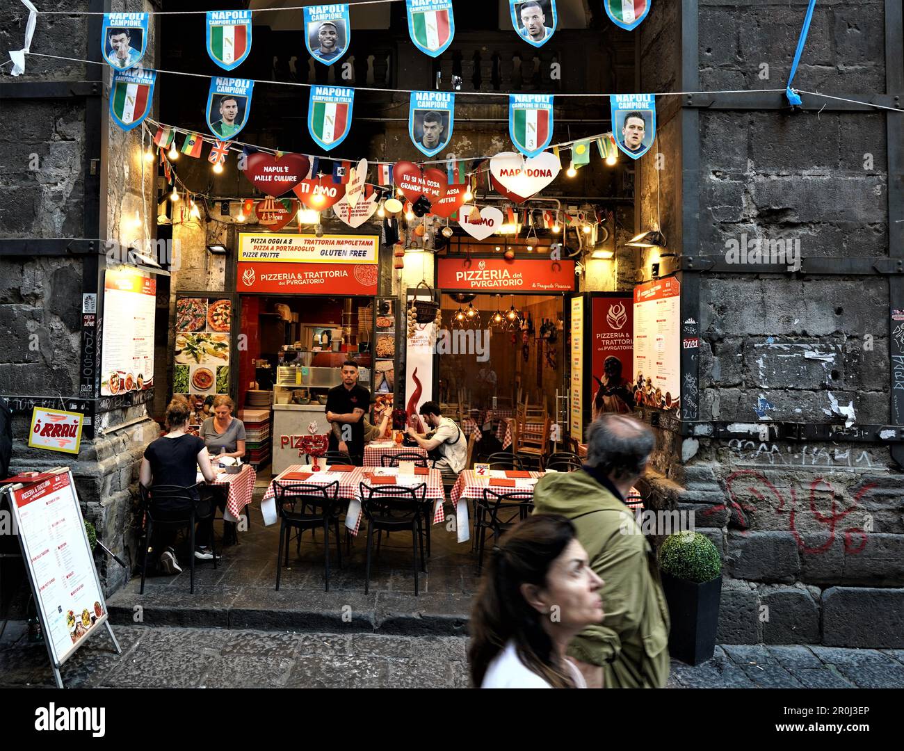 Naples Champions of Italy.NAPLES, ITALY - MAY 06: The mural depicting ...