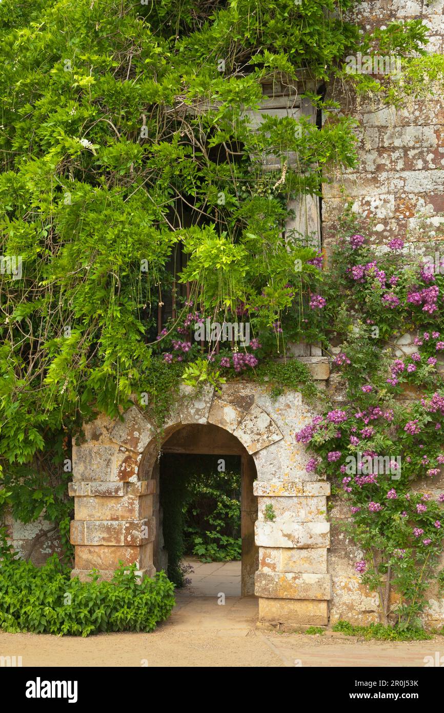 Passage to the garden at the moated castle, Scotney Castle, Kent, Great ...