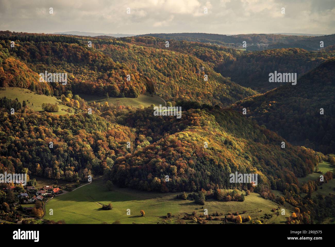 View from Schoenberg Tower, Pfullingen near to Reutlingen, Swabian Alp ...