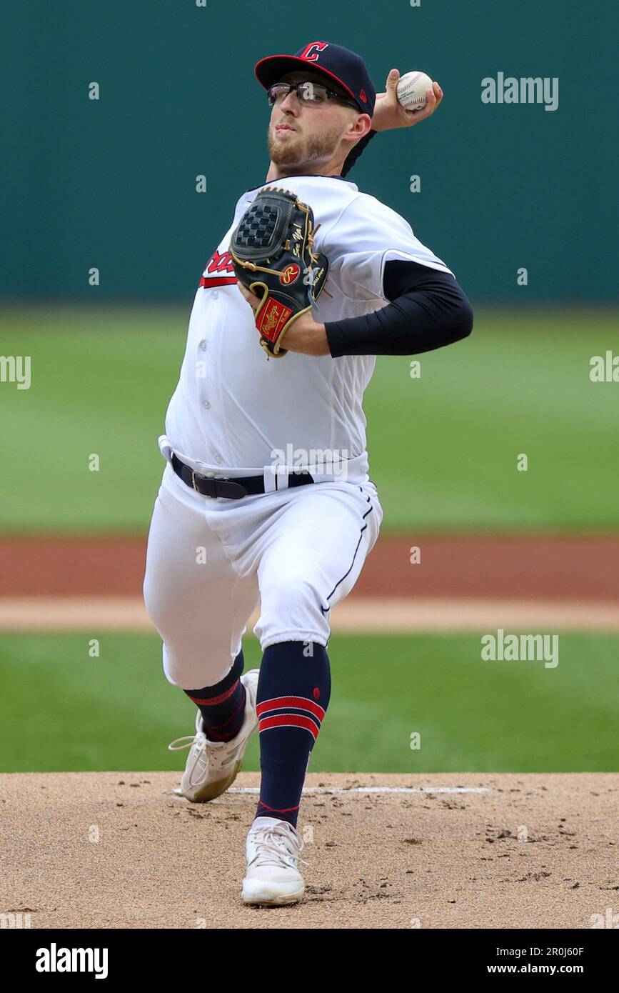 CLEVELAND, OH - MAY 08: Cleveland Guardians starting pitcher Tanner ...