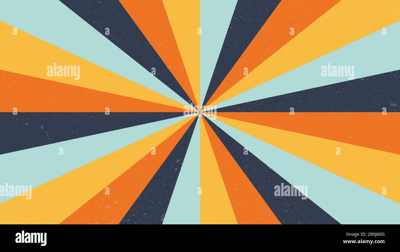 Sunburst retro 70s background vector with grunge style. Waves, swirl ...