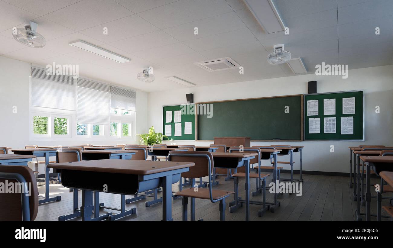 school classroom with no one in the middle of the day Stock Photo - Alamy