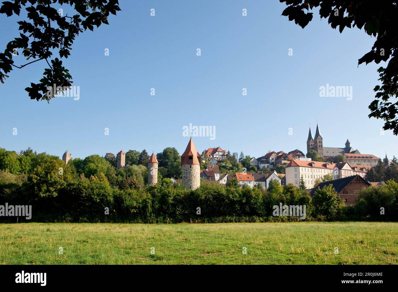 View of city with four towers and Fritzlar Cathedral from Vier Tuerme ...