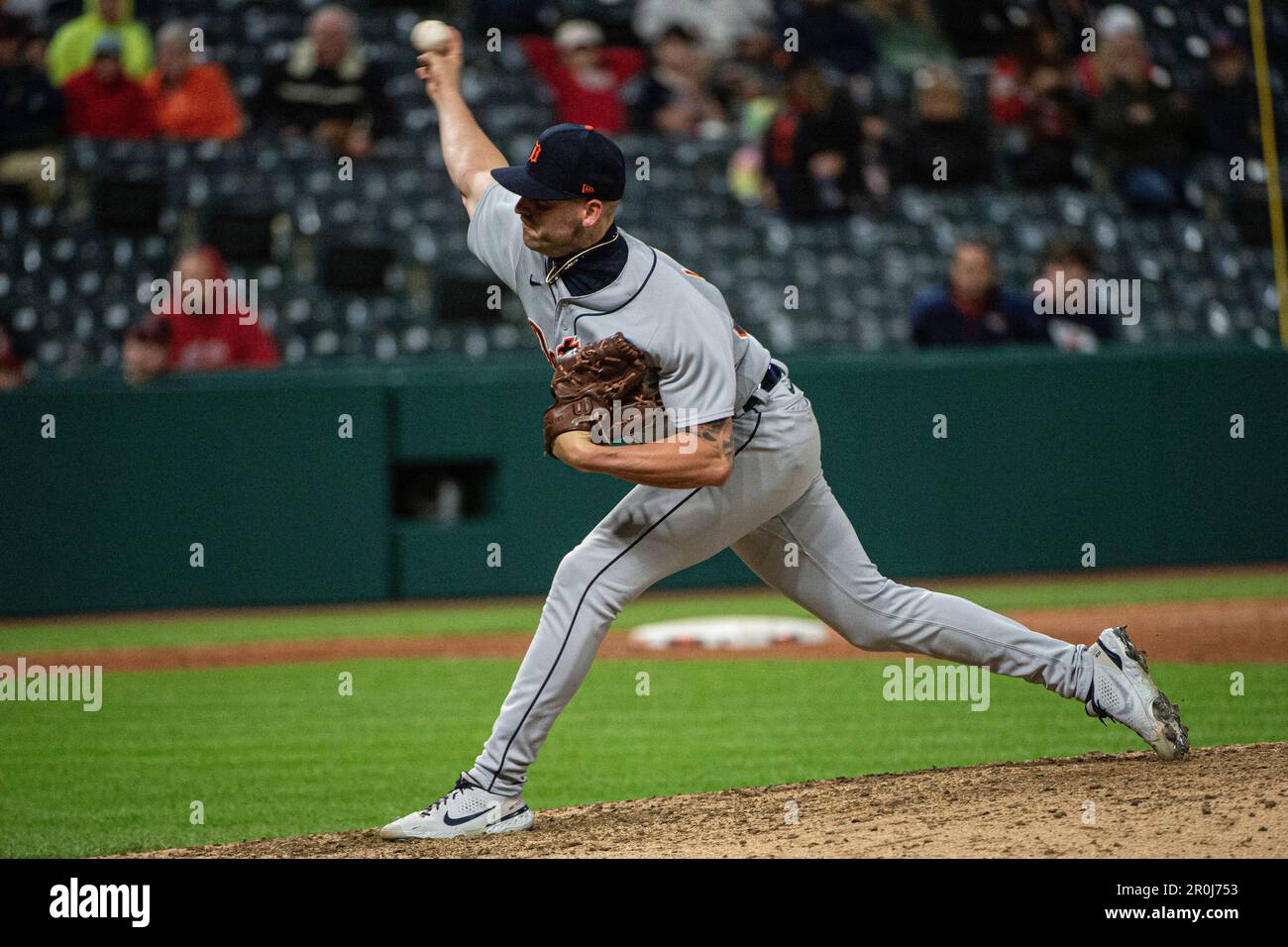 Detroit Tigers relief pitcher Alex Lange pitches to Cleveland Guardians ...